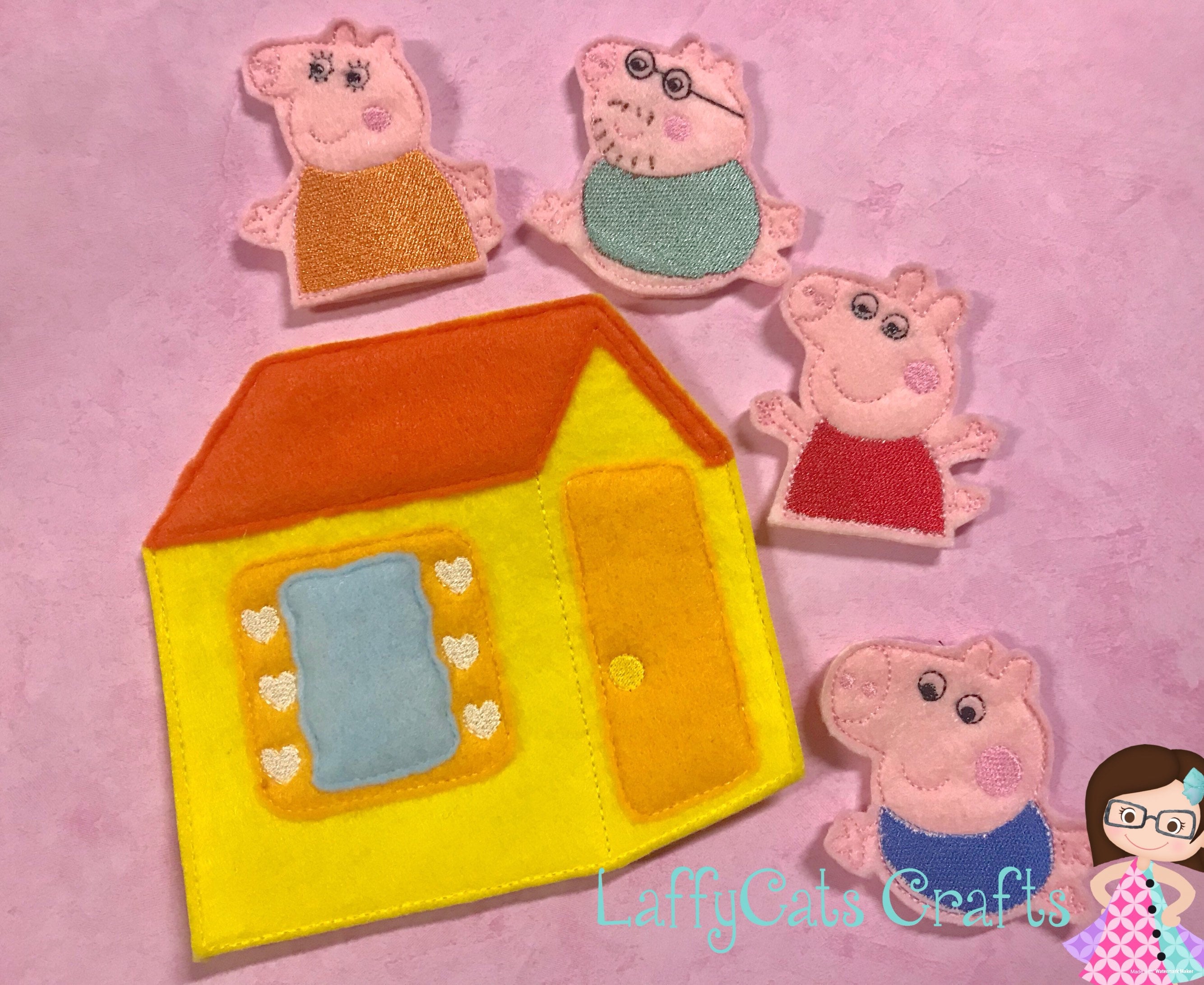 Handmade Peppa Pig Inspired Finger Puppet Set Puppets Finger | Etsy