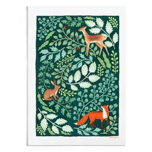 Flora & Fauna, Botanical Art Print, Fox and Deer, Housewarming Gift, A4 ...