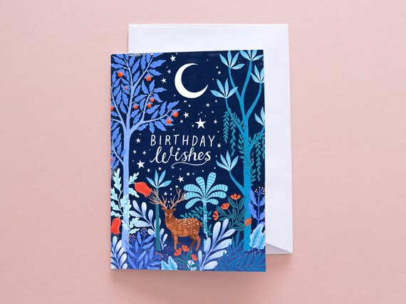 Greetings Card Birthday Wishes Forest Stag Card - Etsy
