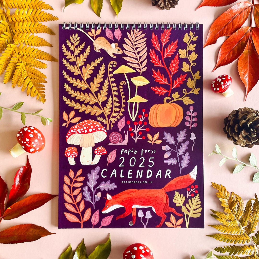 2025 Papio Press Illustrated Wall Calendar Fox, Animals & Florals - Etsy