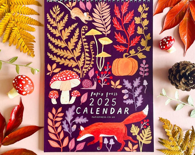 2025 Papio Press Illustrated Wall Calendar - Fox, Animals & Florals - Etsy