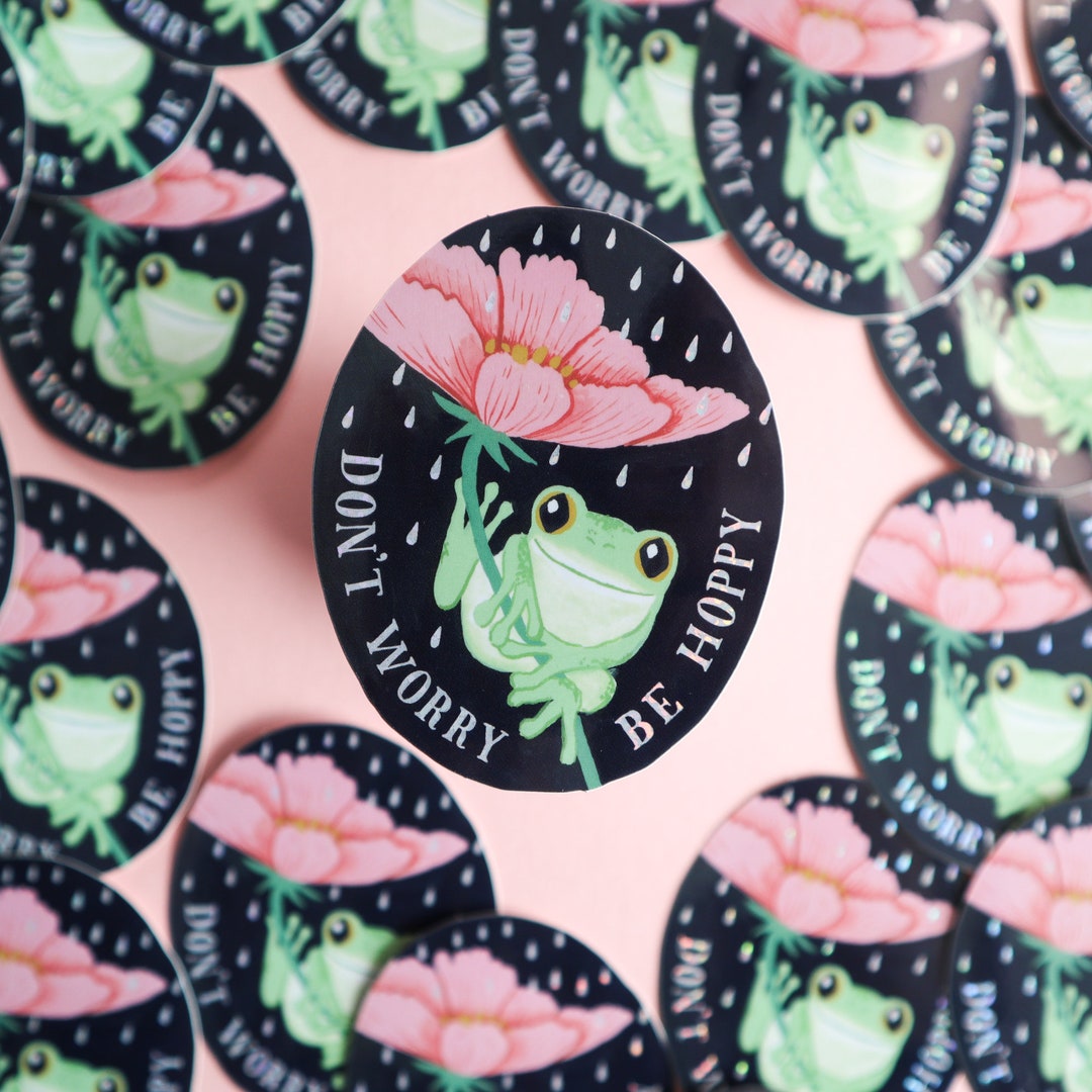 Don't Worry Be Hoppy Frog Sticker, Glitter Car Laptop Sticker - Etsy