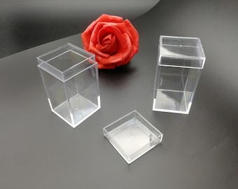 4 Pieces 65x65x65mm Square Shape Clear PS Plastic Box , Jewelry Bead ...