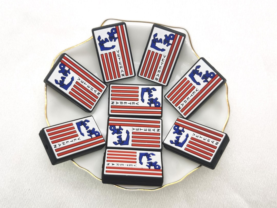 Silicone Bead American Flag USA Navy Veteran Focal Bead for Pen ...