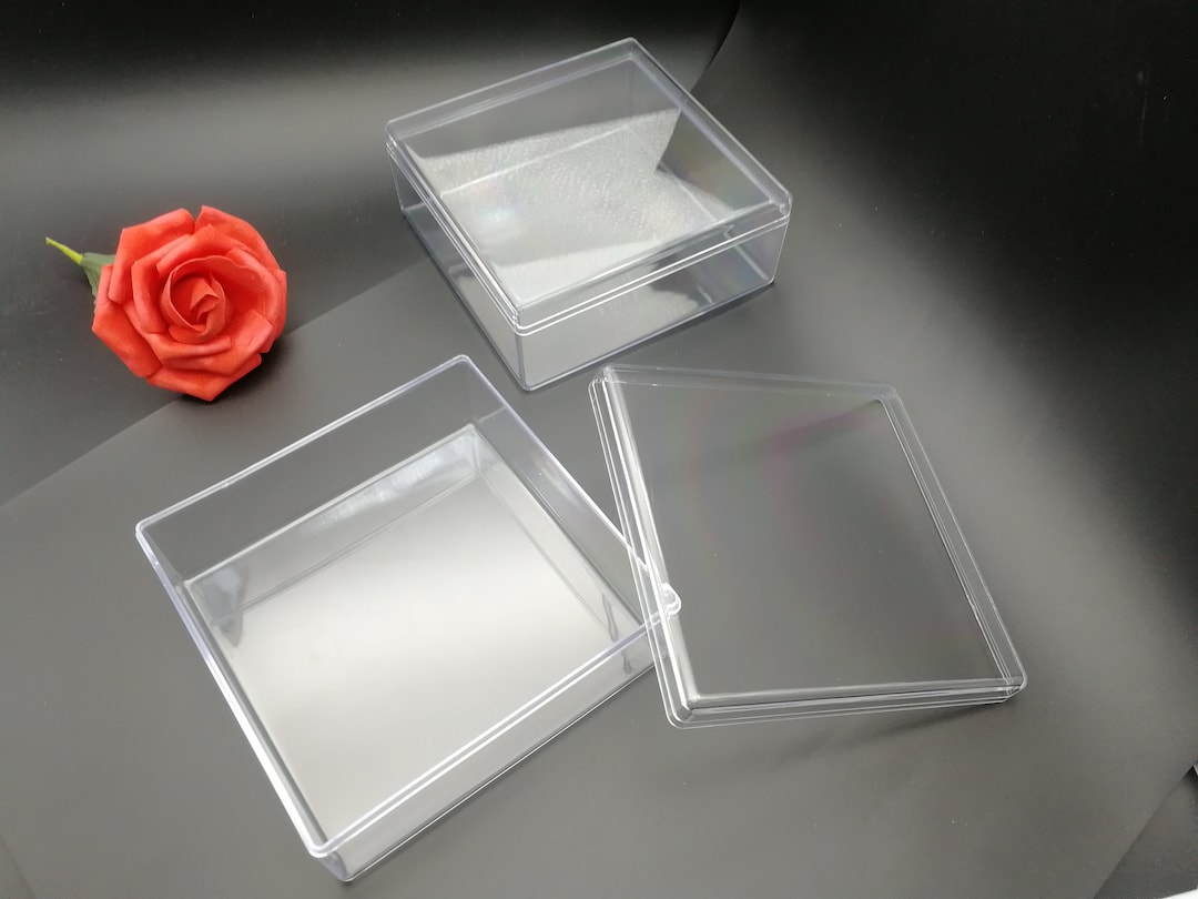 2 Pieces 125x125x50 Mm Square Shape Clear PS Plastic Box , Jewelry Bead ...