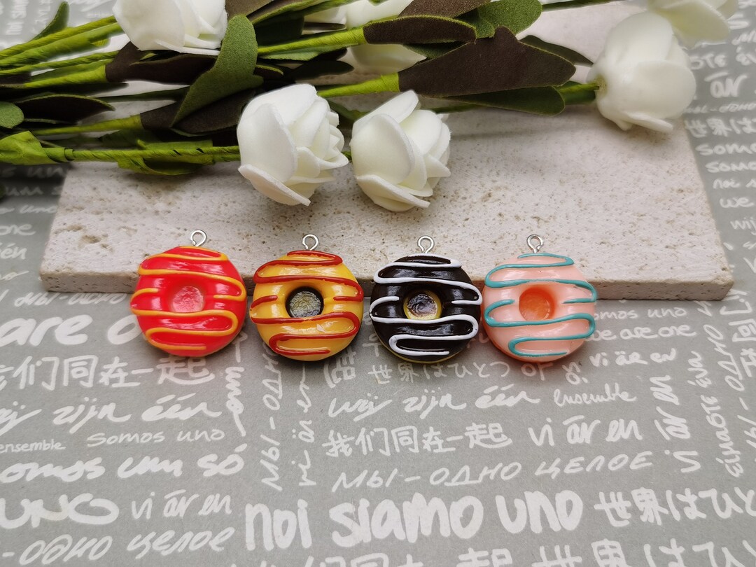 6/20 Pieces Plastic Doughnut Donut Pendant Charm , Resin Handmade ...