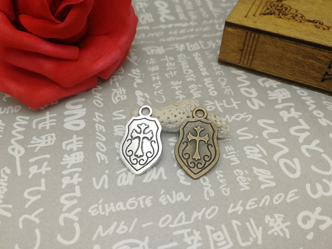 20/100 Piece Metal Cross Crusader Shield Pendant Necklace Earring ...
