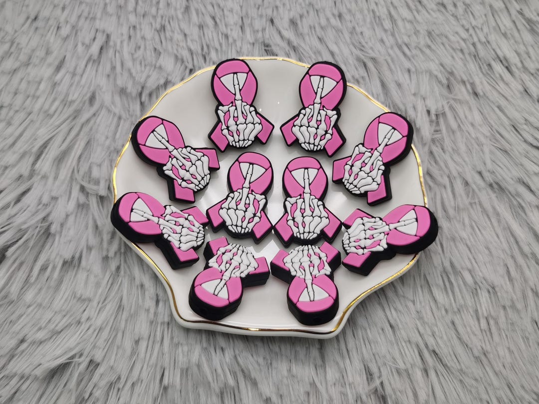 Silicone Bead Skeleton Middle Finger Awareness Ribbon Focal Bead for ...