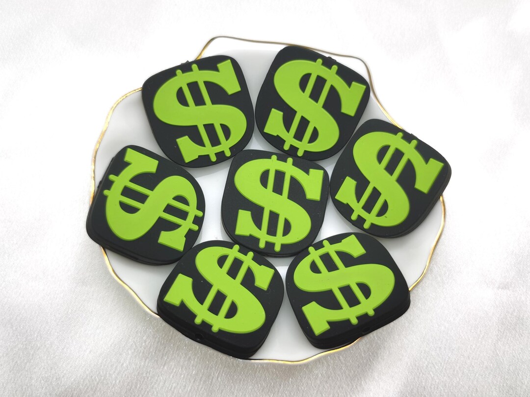 Silicone Bead American Dollar Sign US Money USD Symbol Focal Bead Charm ...