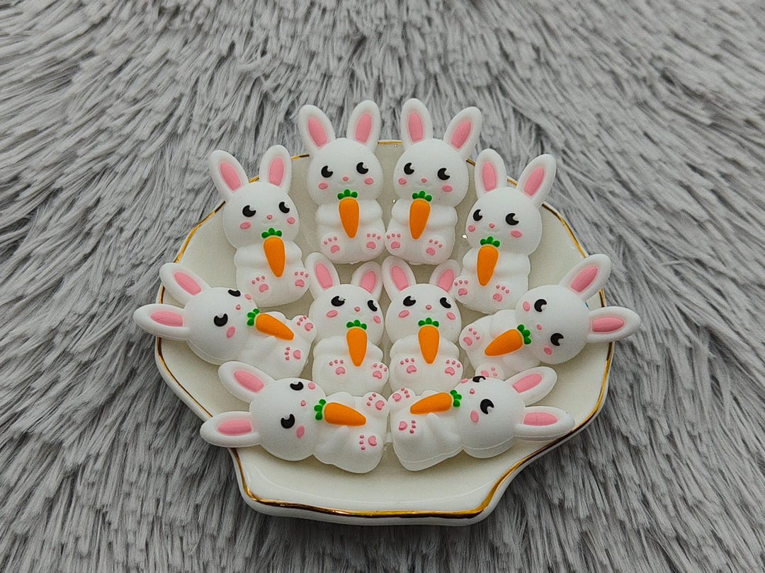 Silicone Bead 3D Easter Bunny Rabbit Carrot Focal Bead DIY Charm Pen ...