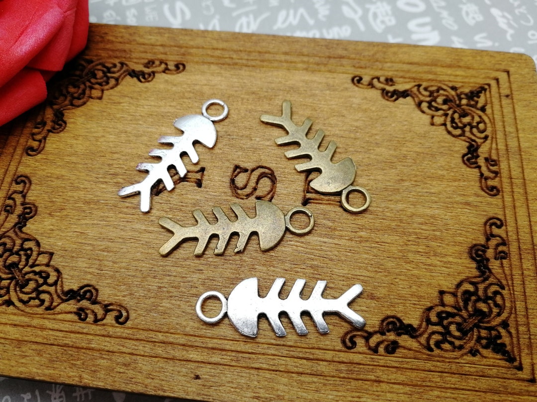 20/100 Pieces Metal Fishbone Fish Bone Pendant Necklace Earring ...