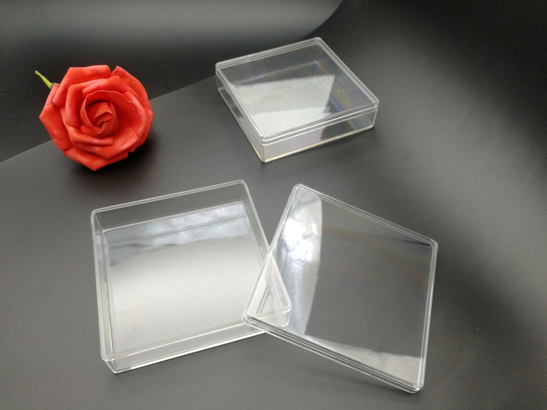 2 Pieces 95x95x25 Mm Square Shape Clear PS Plastic Box , Jewelry Bead ...