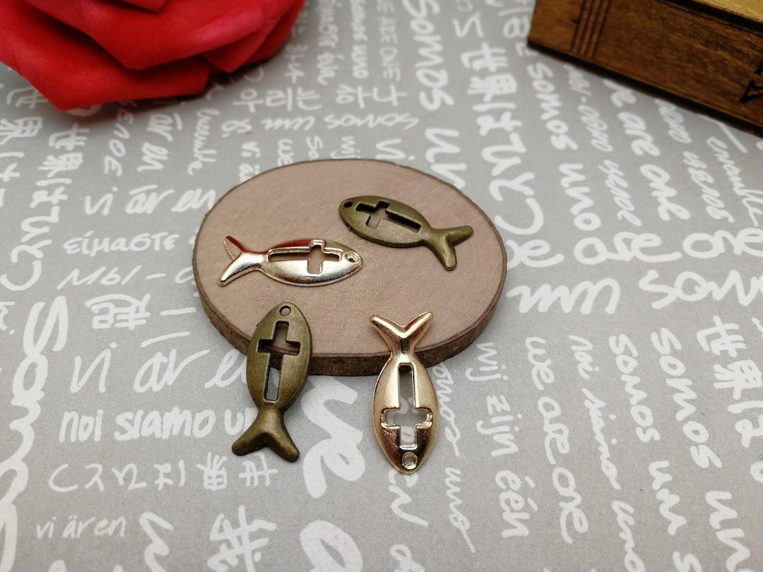 30/100 Pieces Metal Fishbone Cross Fish Bone Pendant Necklace Earring ...