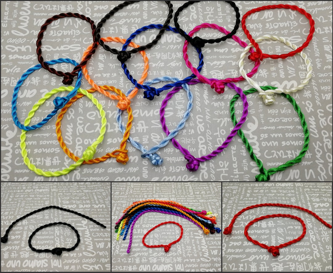 Handmade Twist Silk Satin Cord Bracelet With Loop Knot , 7-8 Inches ...
