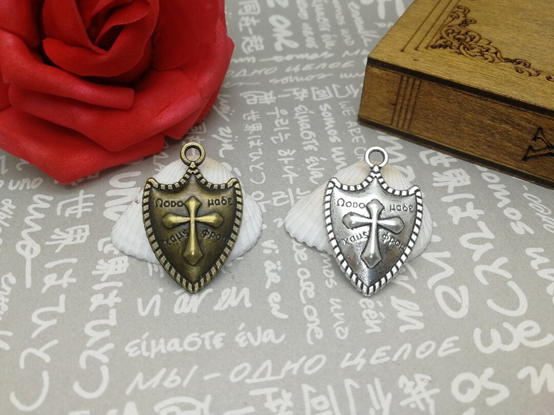 6/20 Pieces Metal Cross Crusader Shield Pendant Necklace Earring ...