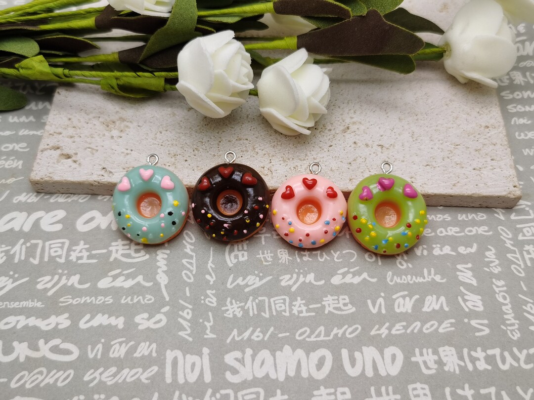 6/20 Pieces Plastic Doughnut Donut Pendant Charm , Resin Handmade ...