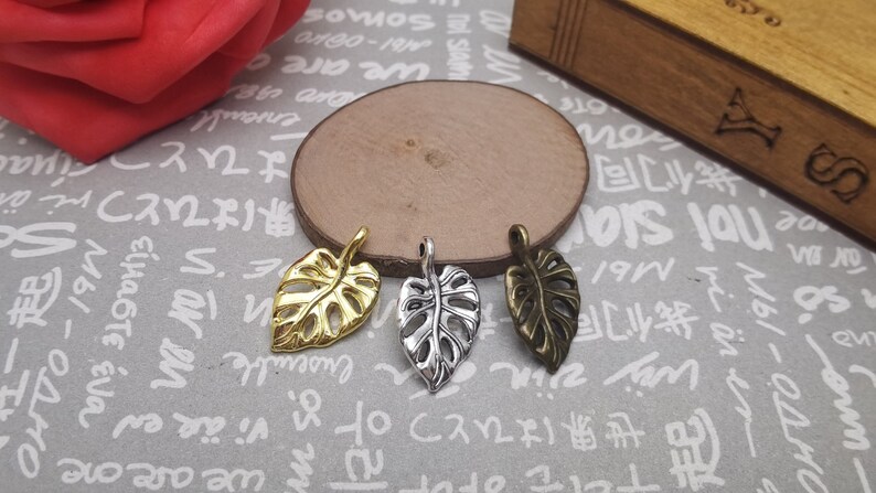 20/100 Pieces Metal Leaf Foliage Pendant Necklace Earring Keychain ...