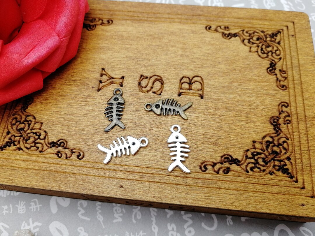 50/200 Pieces Metal Fishbone Fish Bone Pendant Necklace Earring ...
