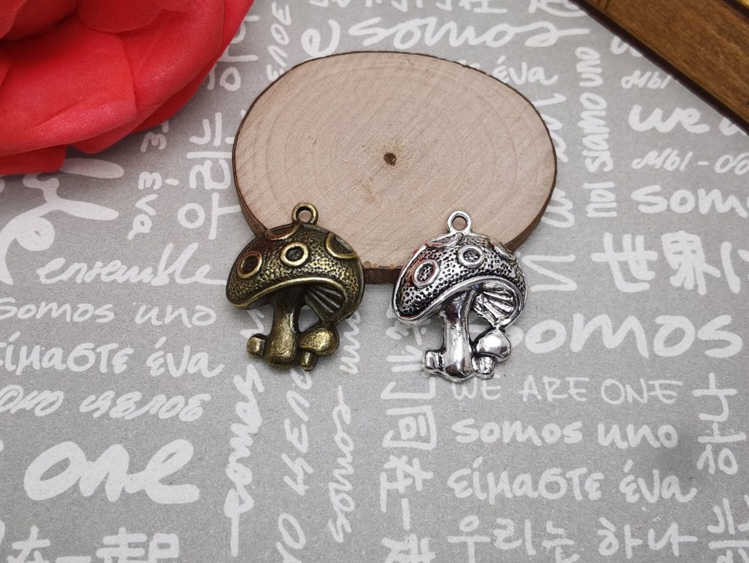 6/20 Pieces Metal Mushroom Toadstool Pendant Necklace Earring Keychain ...
