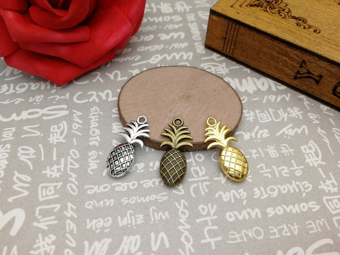 6/20 Pieces Metal Pineapple Fruit Pendant Necklace Earring Keychain ...