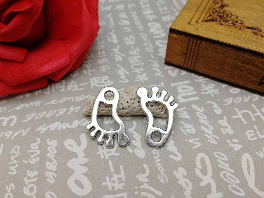 30/100 Pieces Metal Foot Print Footprint Pendant Necklace Earring ...