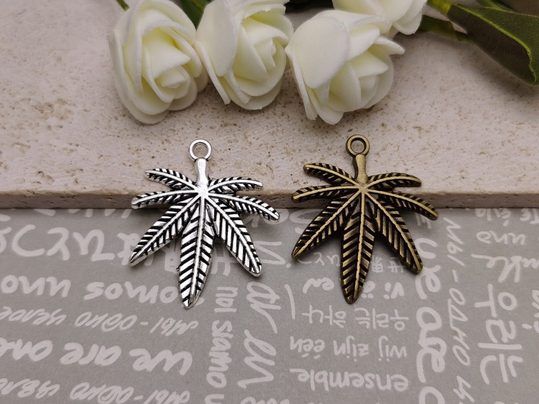 6/20 Piece Metal Marijuana Hemp Weed Leaf Foliage Pendant Necklace ...