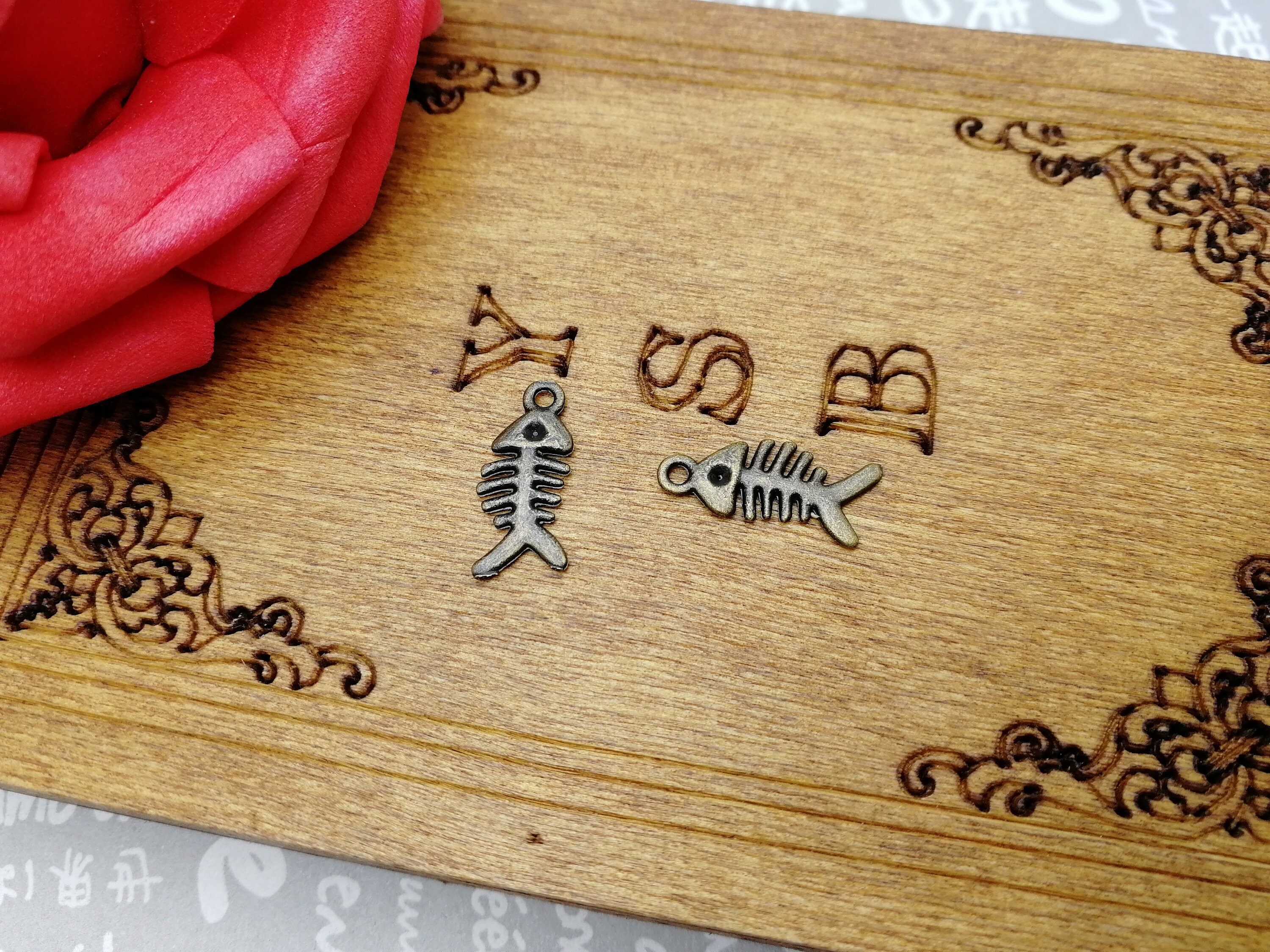 50/200 Pieces Metal Fishbone Fish Bone Pendant Necklace Earring ...
