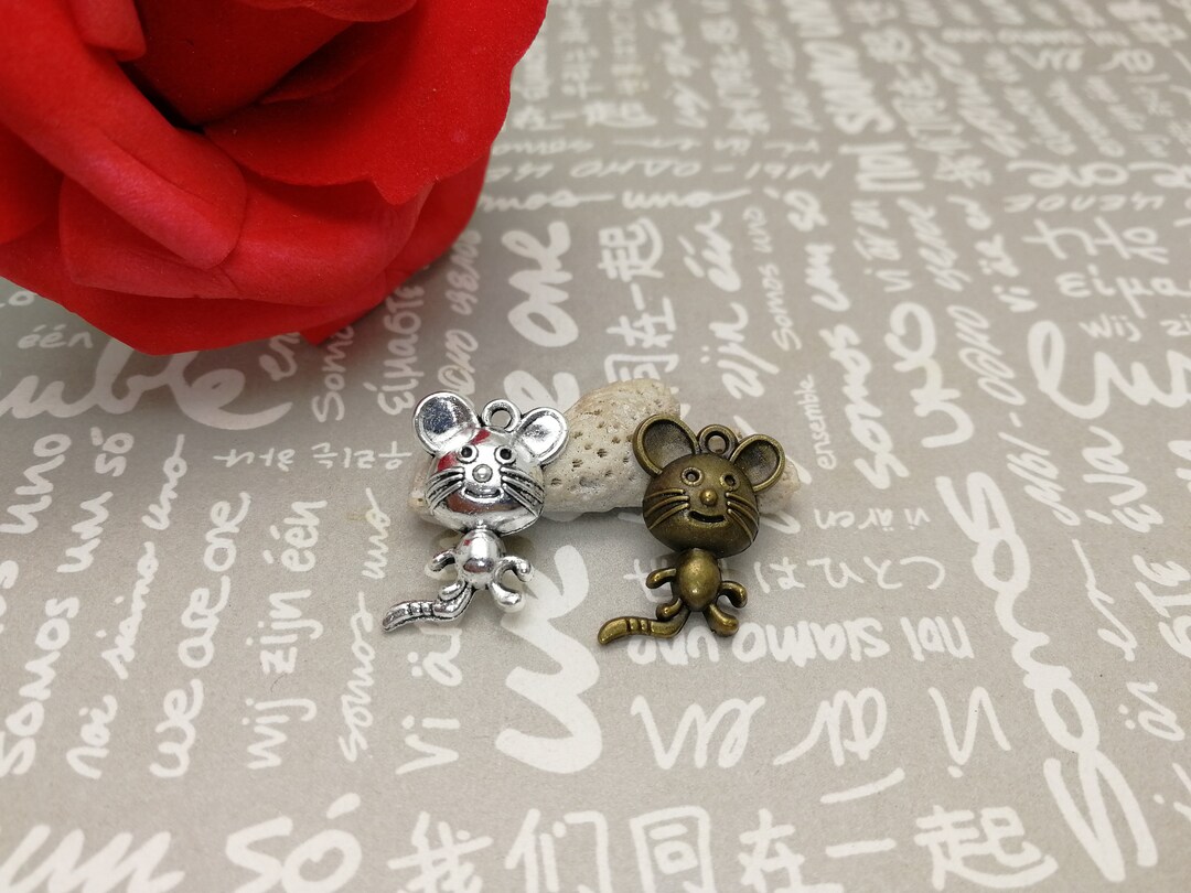 10/50 Pieces Metal Mouse Rat Pendant Necklace Earring Keychain Charm ...