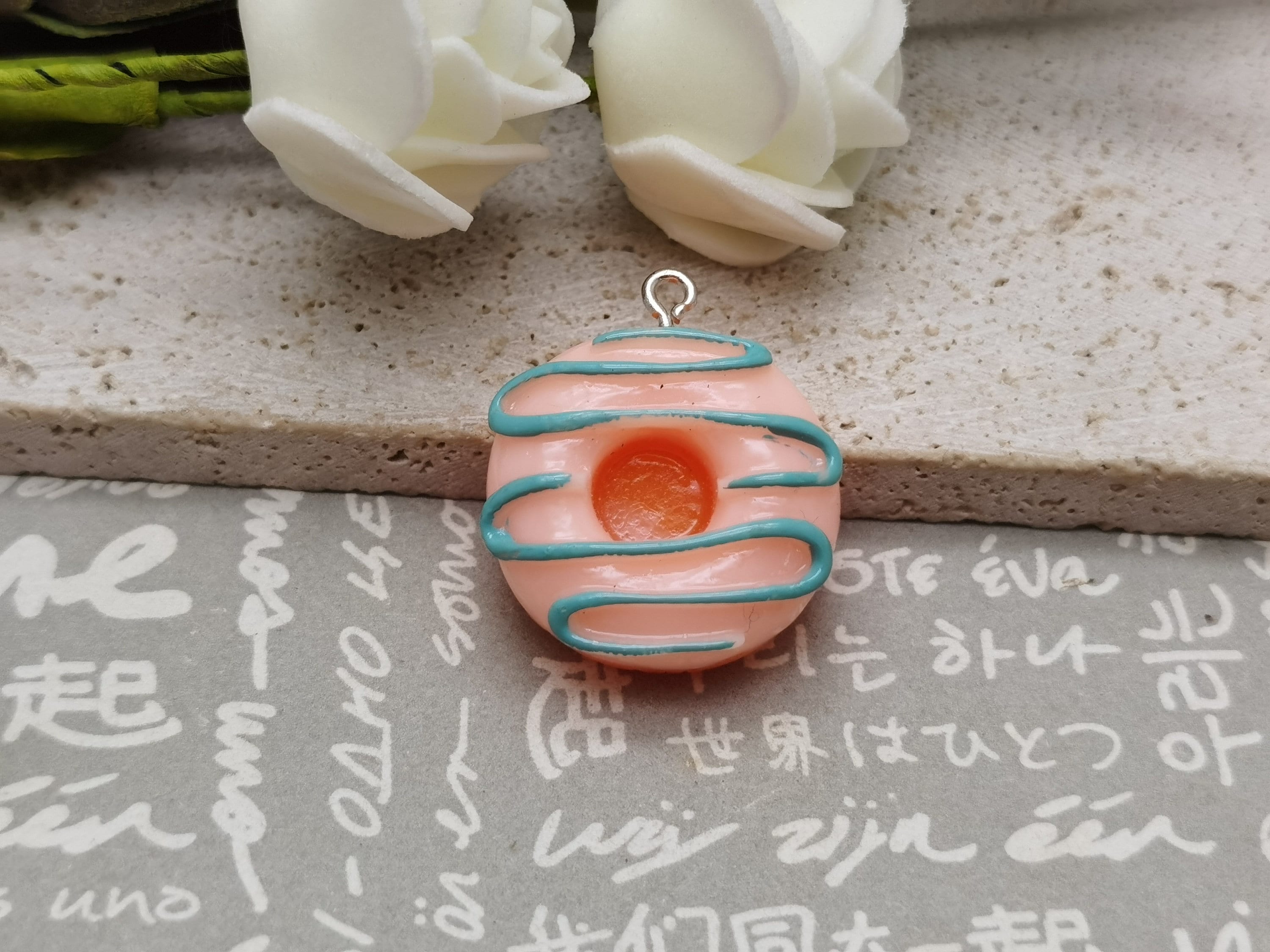 6/20 Pieces Plastic Doughnut Donut Pendant Charm , Resin Handmade ...
