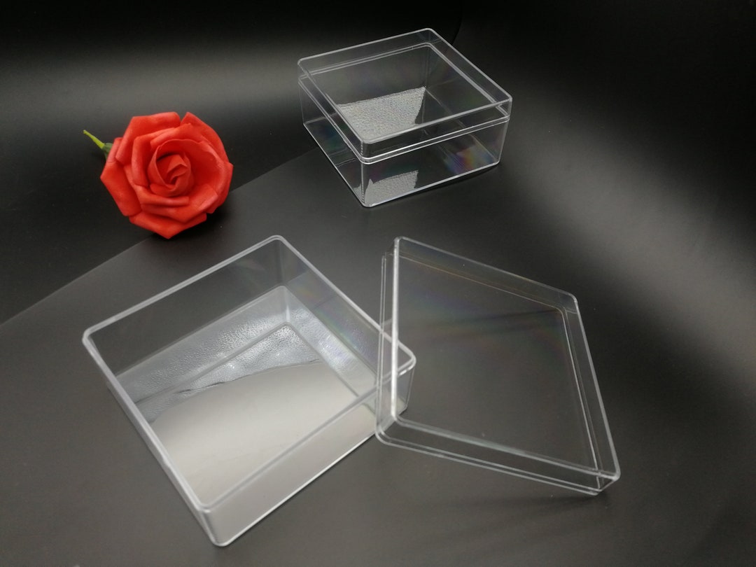 2 Pieces 100x100x40 Mm Square Shape Clear PS Plastic Box , Jewelry Bead ...