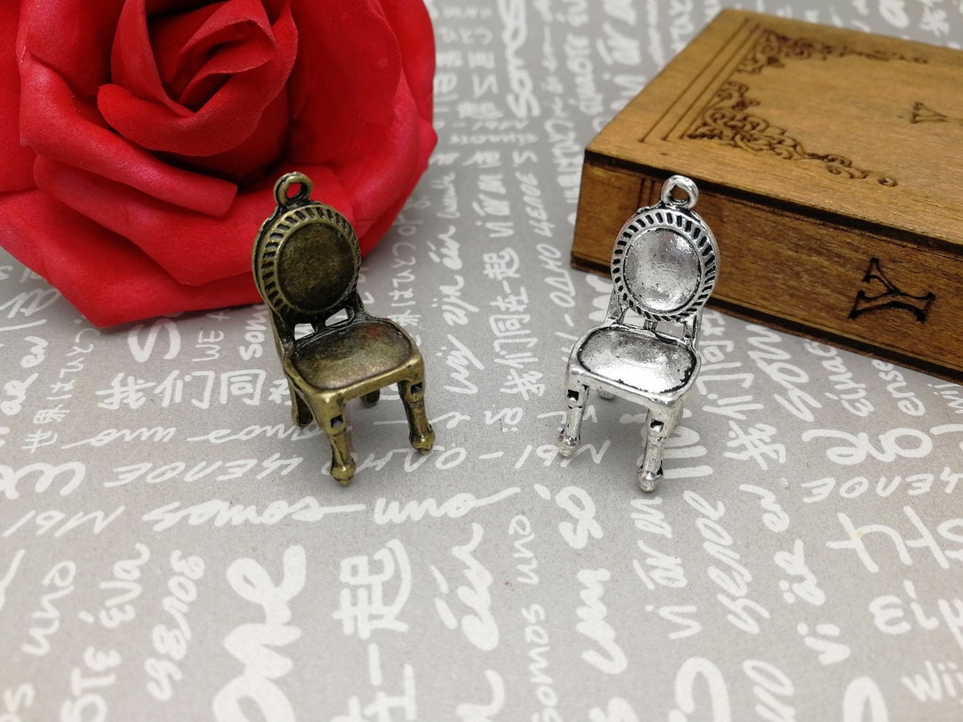 6/20 Pieces Metal Chair Bench Pendant Necklace Earring Keychain Charm ...