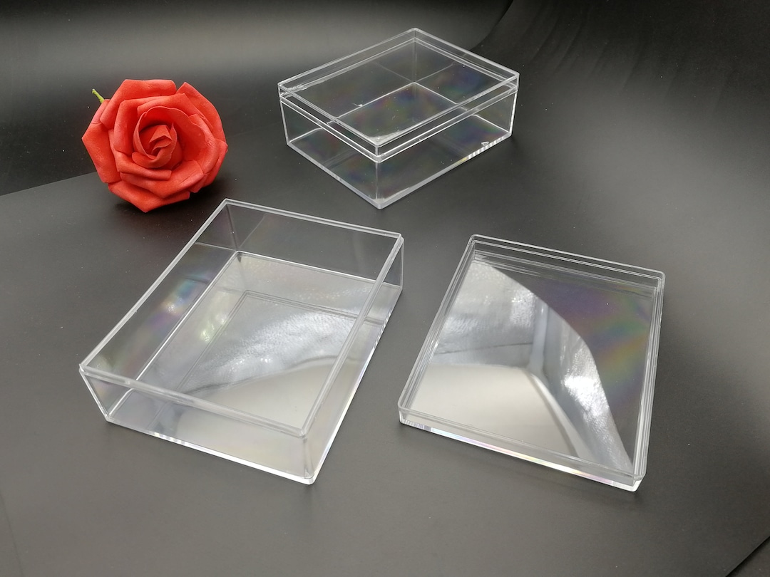 2 Pieces 110x90x40 Mm Rectangle Shape Clear PS Plastic Box , Jewelry ...