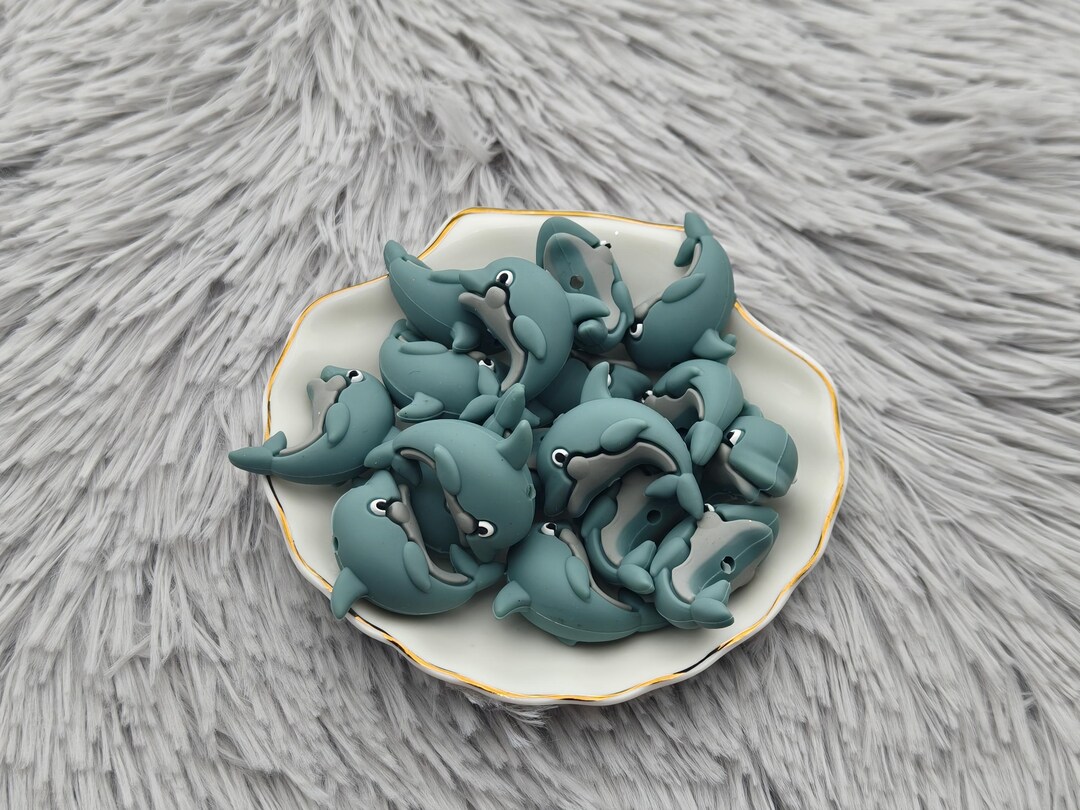 Silicone Bead 3D Dolphin Porpoise Fish Marine Animal Focal Bead Charm ...