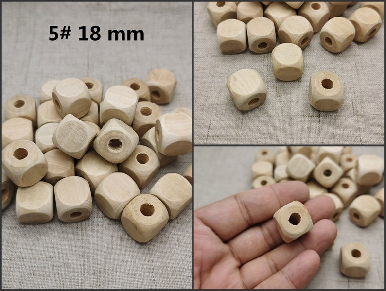 Natural Wood Bead 10/12/14/16/18/20 MM Square Cube Shape Bead ...