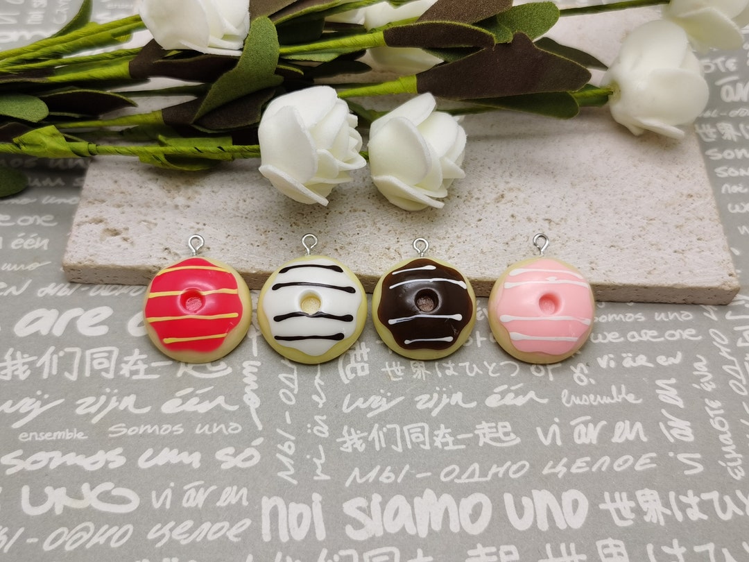 6/20 Pieces Plastic Doughnut Donut Pendant Charm , Resin Handmade ...
