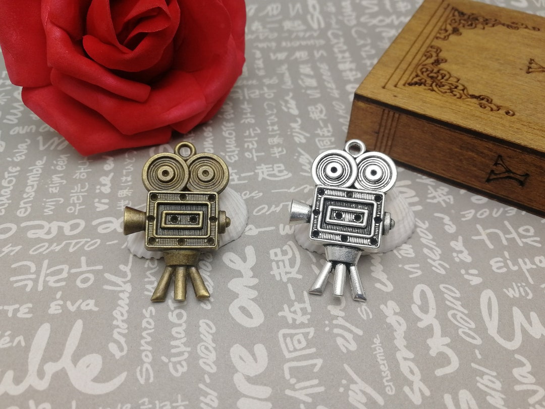 6/20 Pieces Metal Movie Projector Pendant Necklace Earring Keychain ...