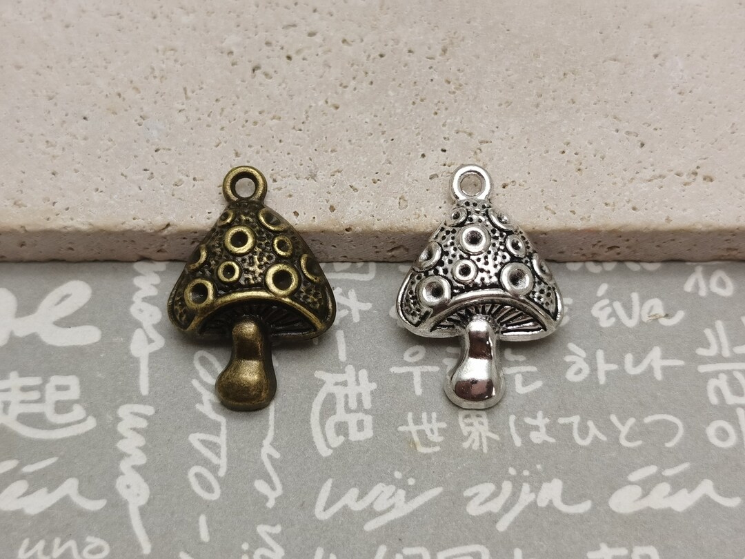 10/50 Pieces Metal Mushroom Toadstool Pendant Necklace Earring Keychain ...