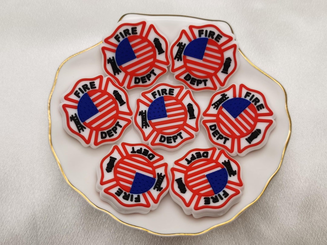Silicone Bead Firefighter Fireman Medal Fire DEPT Focal Bead for Pen ...