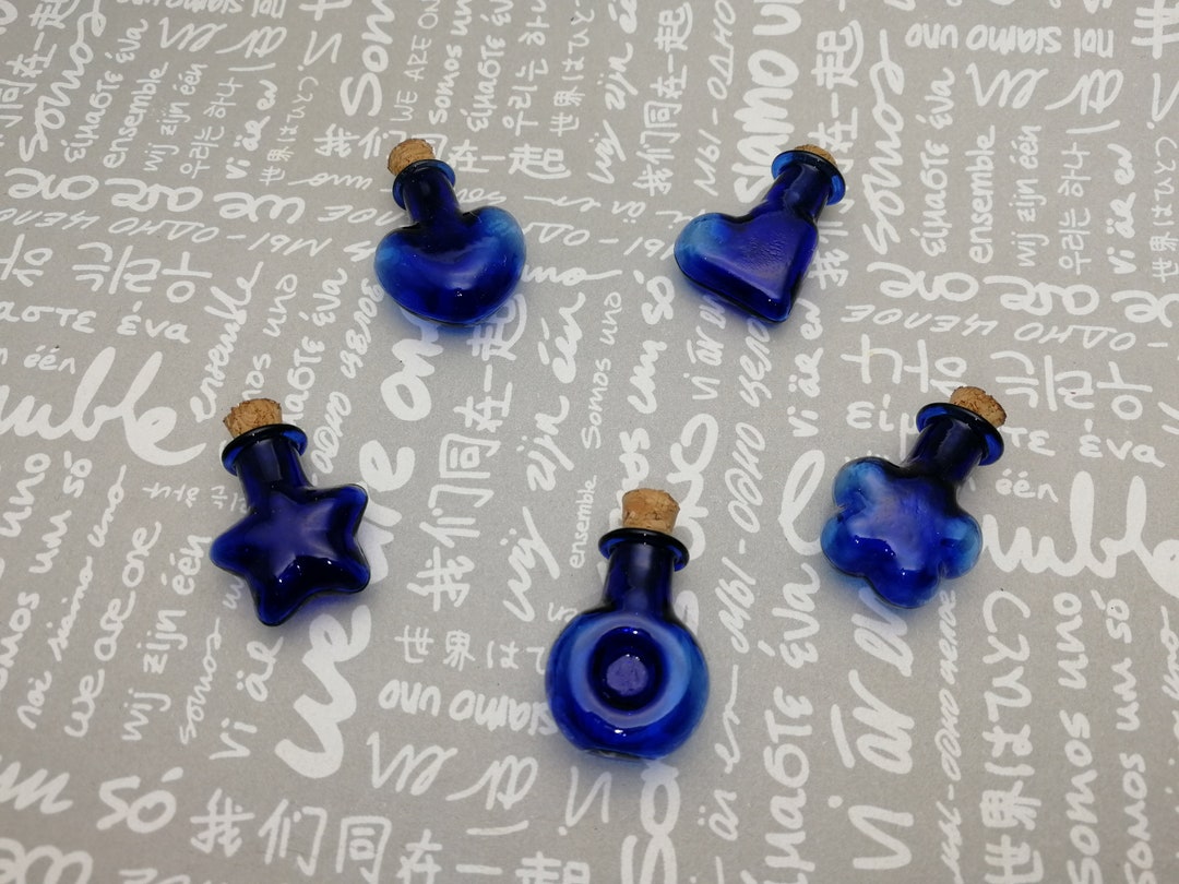 2/10 Pieces Royal Blue Color Small Mini Glass Bottle With Cork Glass ...