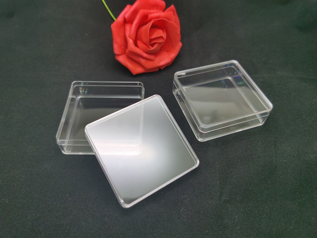 4 Pieces 60x60x20 Mm Square Shape Clear PS Plastic Box , Jewelry Bead ...