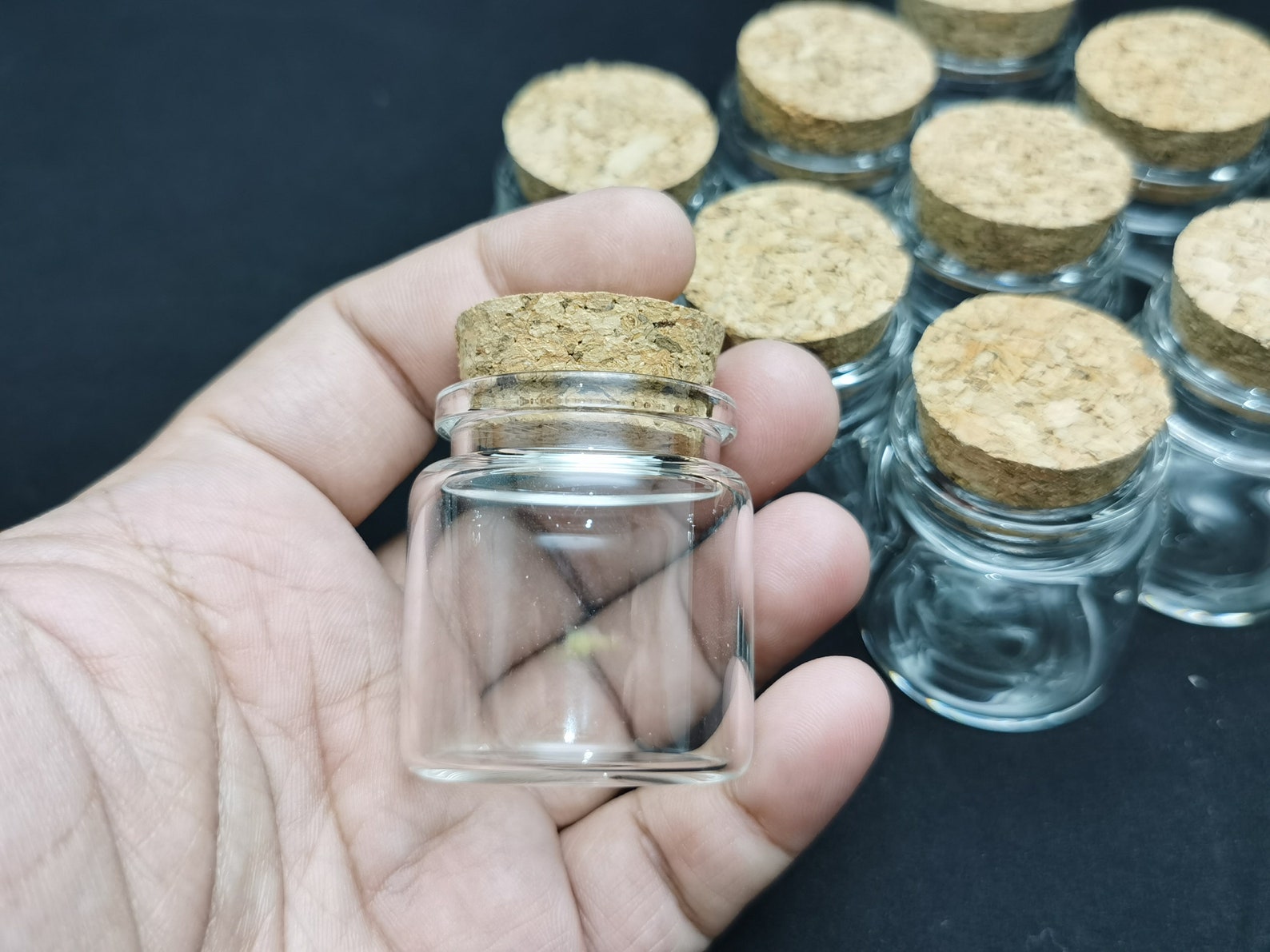4/20 Pieces 40x37 Mm Clear Glass Bottle With Cork , 25 Ml Liquid Hold ...