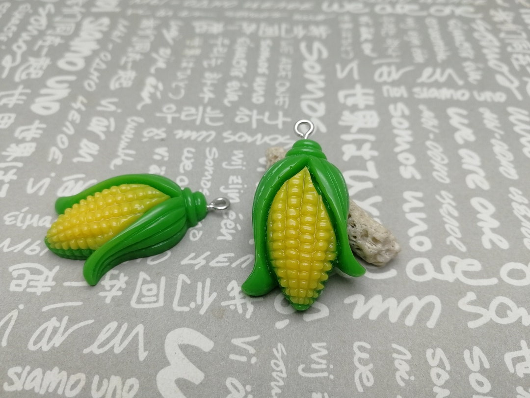 6/20 Pieces Plastic Corn Maize Pendant Charm , Resin Handmade Craft ...