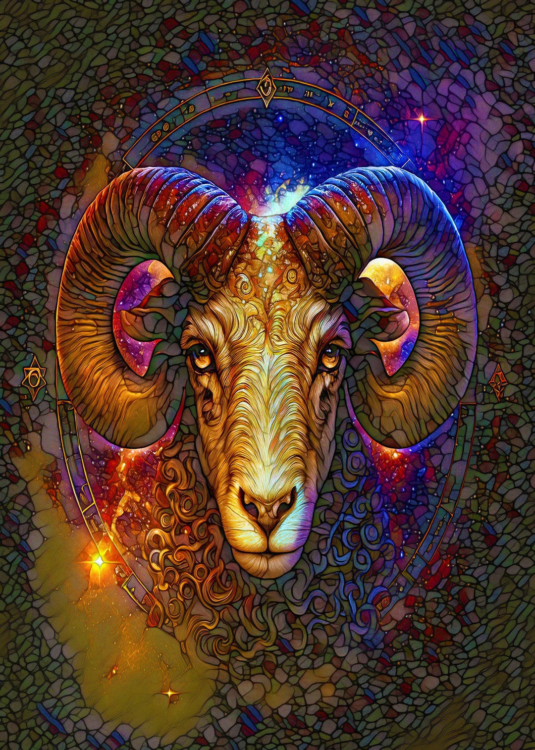 Suncatcher Glass - Aries - Zodiac Sun Catcher, Handmade Astrological ...