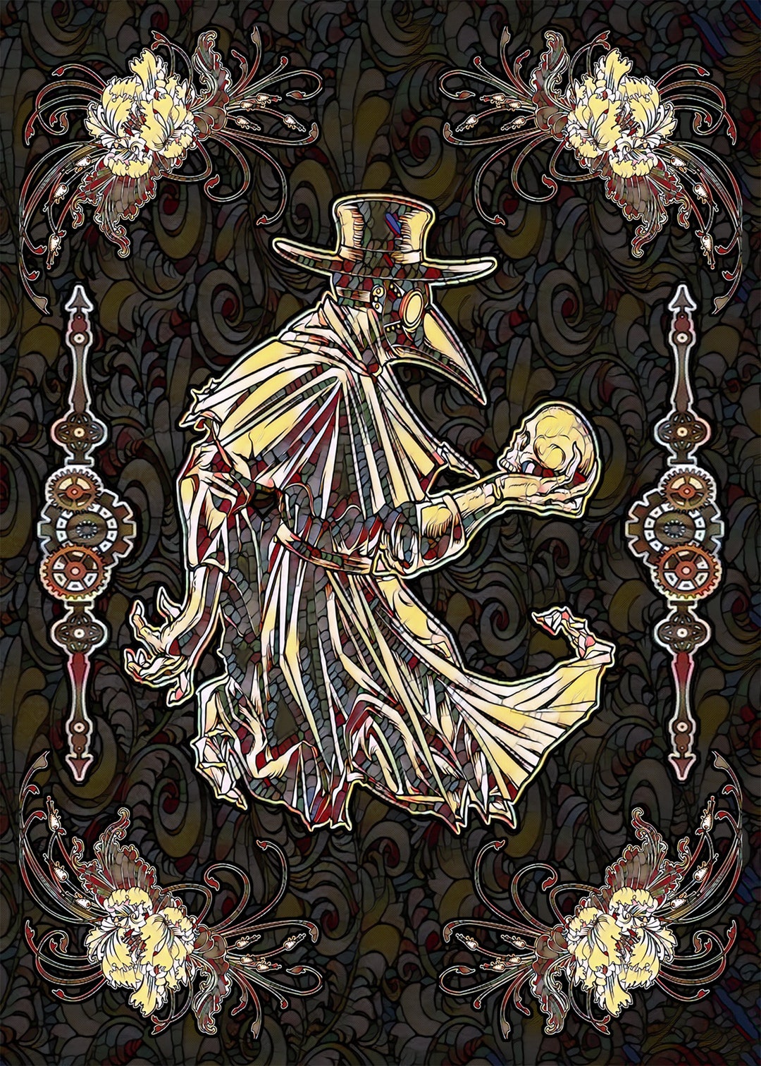 Suncatcher Glass - Plague Doctor Design – Gothic Window Hanging ...