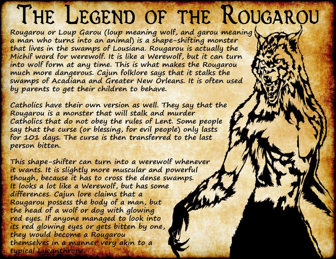 Legend of the Rougarou Wall Art: Cajun Myth Decor, Louisiana Folk Art ...