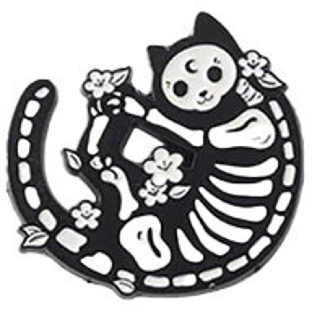 Cat Skeleton Enamel Pin - Etsy