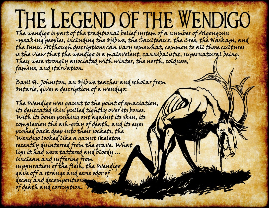 Wendigo Wall Art: the Legend of the Wendigo Mythical Creature, Dark ...