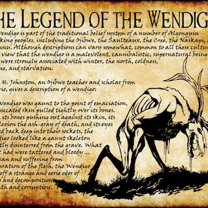Wendigo Wall Art: the Legend of the Wendigo Mythical Creature, Dark ...
