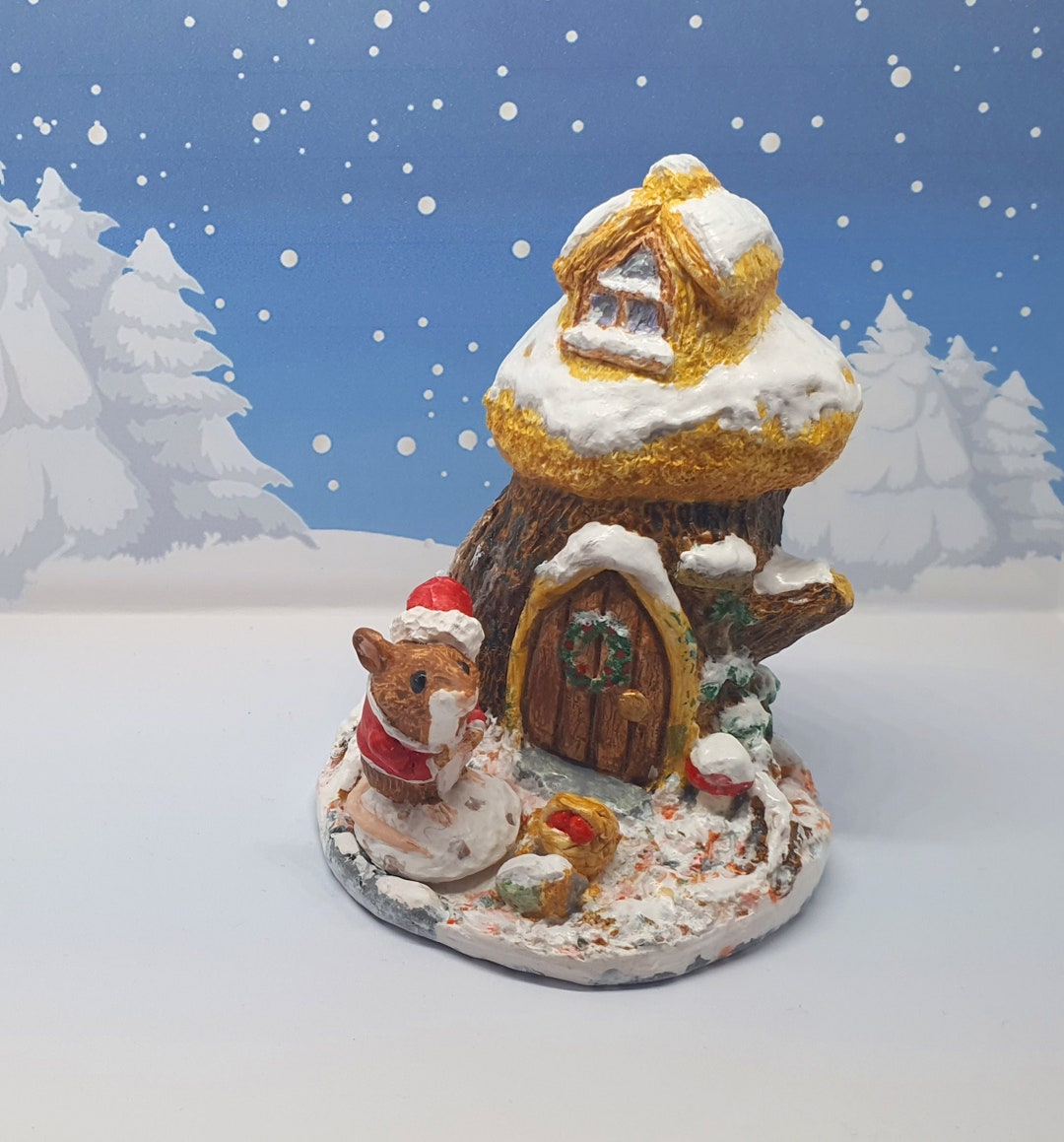 An Original Mouse Christmas Figurine: "little Mousekin" Woodland Tree ...