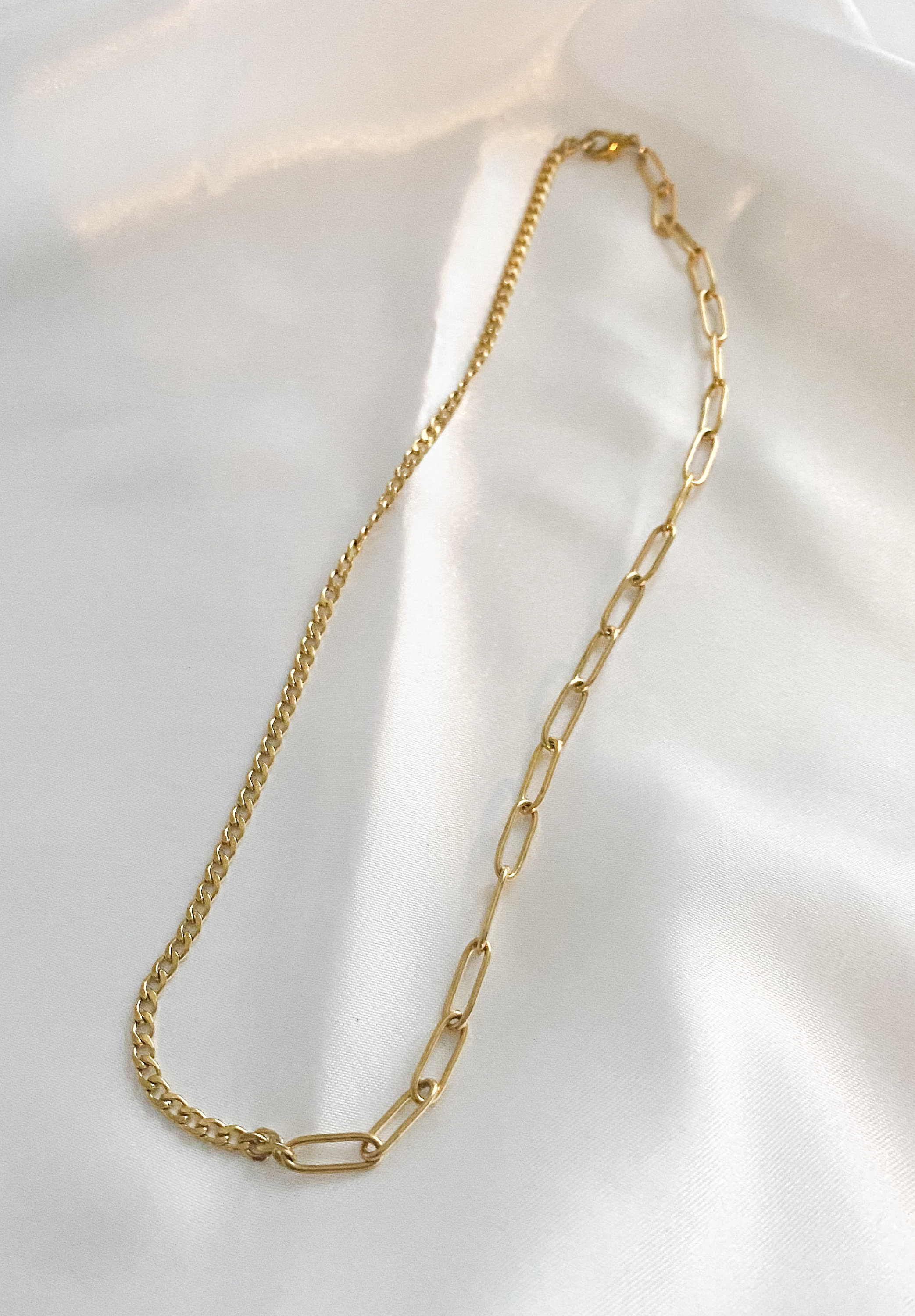 Half Paperclip Half Gold Chain Necklace Gold Statement | Etsy